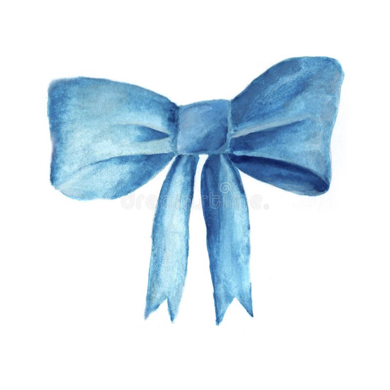 Realistic Blue Bow in Watercolor for Decor, Beautiful Bow for Gift ...