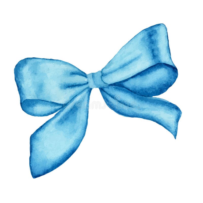 Realistic Blue Bow in Watercolor for Decor, Beautiful Vector Bow for ...