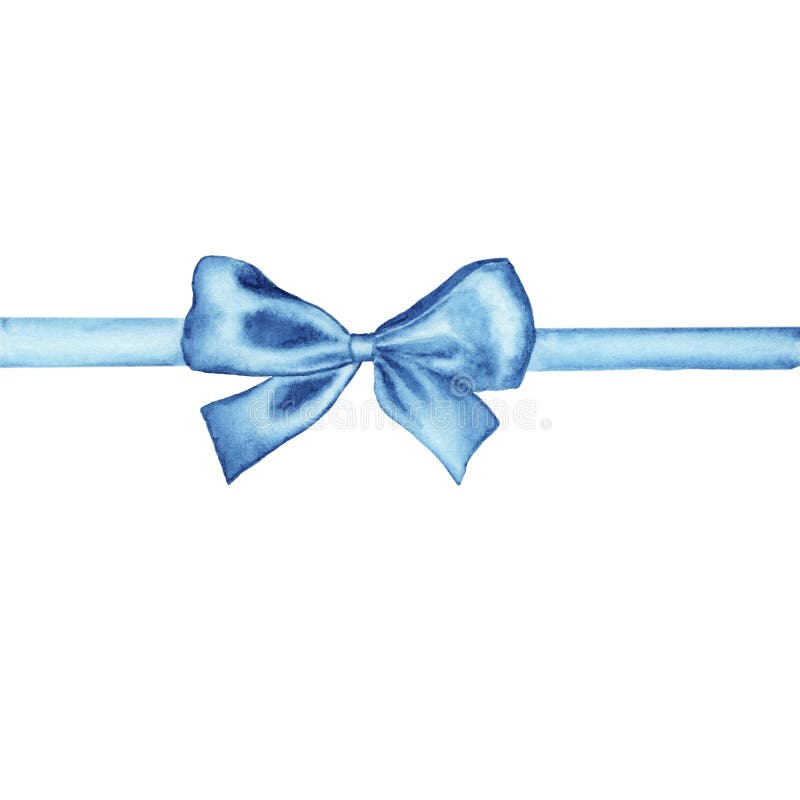 Realistic Blue Bow in Watercolor for Decor, Beautiful Vector Bow for ...