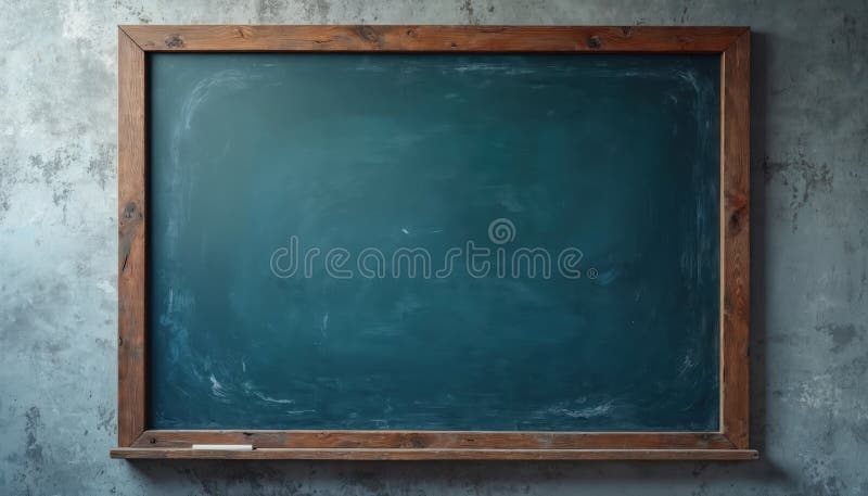Realistic Blue Classroom Chalkboard with Wooden Frame and Shelf. Empty ...