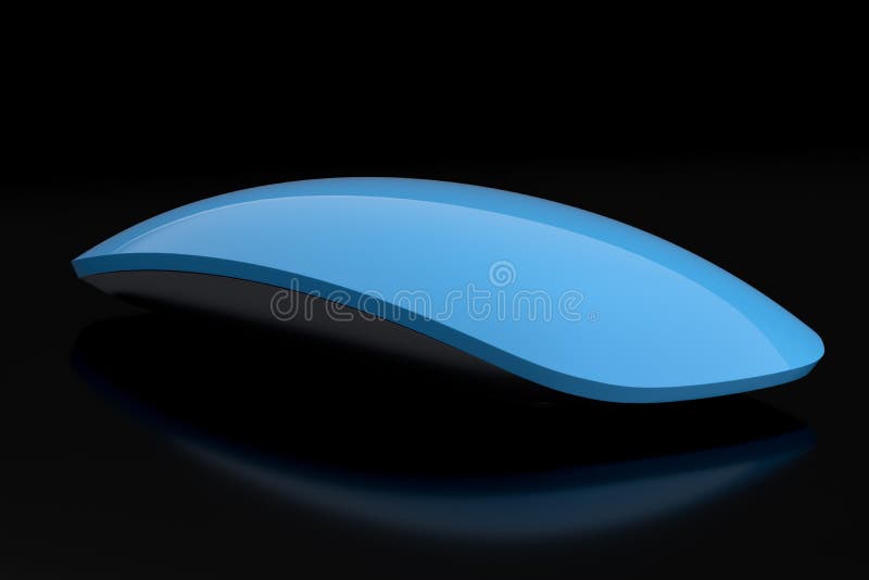 Realistic Blue Wireless Computer Mouse with Touch Isolated on Black ...
