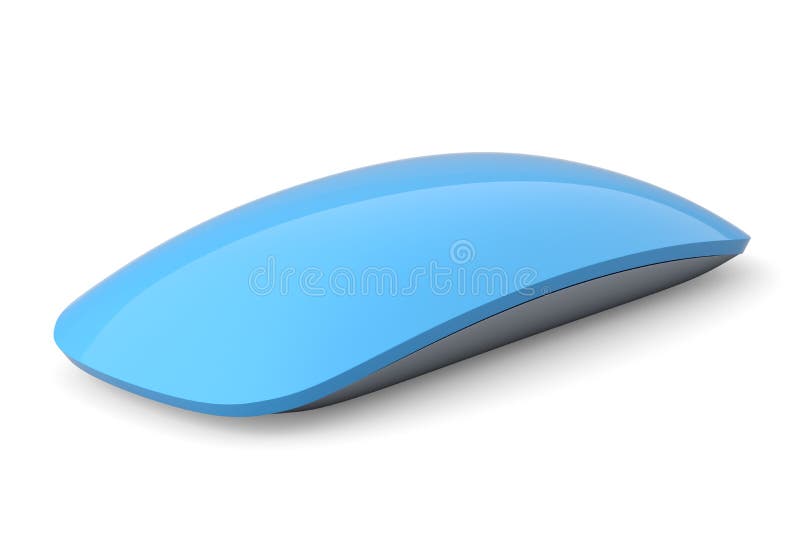Realistic Blue Wireless Computer Mouse with Touch Isolated on White ...