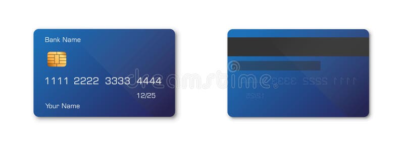 Realistic Blue Credit Debit Card Mockup Two Sides Stock Vector ...