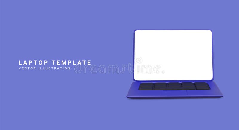 Realistic Blue 3d Laptop with Shadow Isolated on Blue Background ...