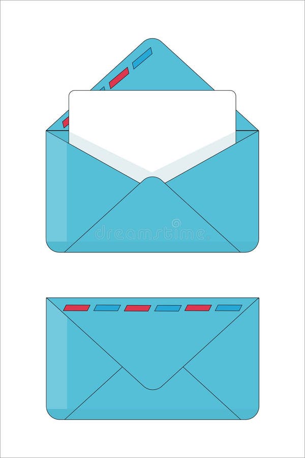Realistic blue envelope stock illustration. Illustration of letterhead ...