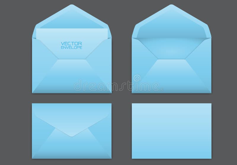 Realistic Blue Envelope Set on Grey Background Vector Stock Vector ...