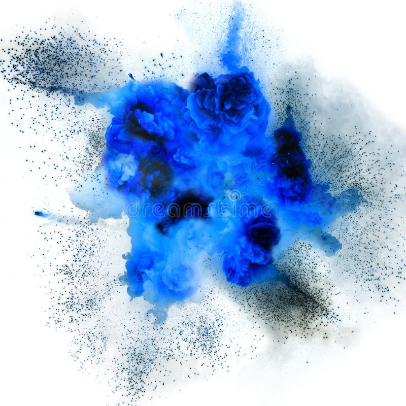 Realistic Blue Fiery Explosion with Sparks Over a White Background ...