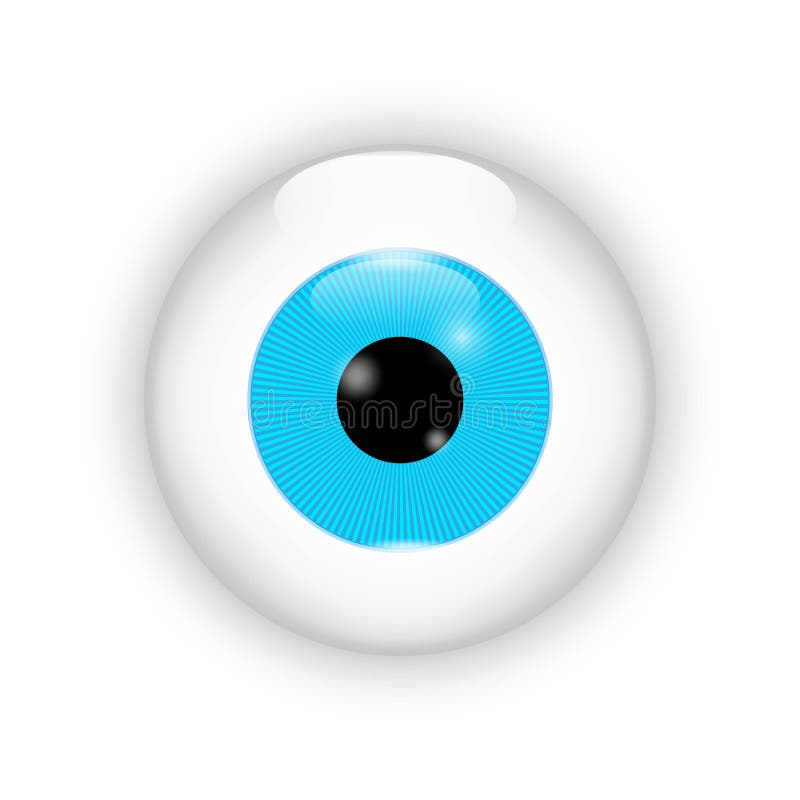 Realistic Blue Eyeball Icon. Illustration Close Up on White Backdrop ...