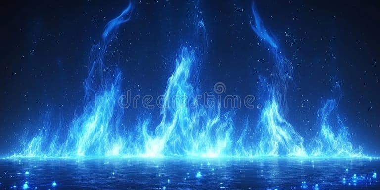 Realistic Blue Fire Flames Background, Vibrant 3D Render for Fantasy ...