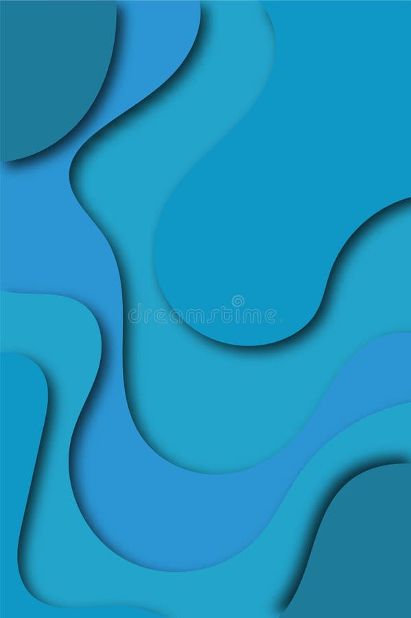 Realistic Blue Gradation Paper Cut Wave Abstract Background. Eps 10 ...