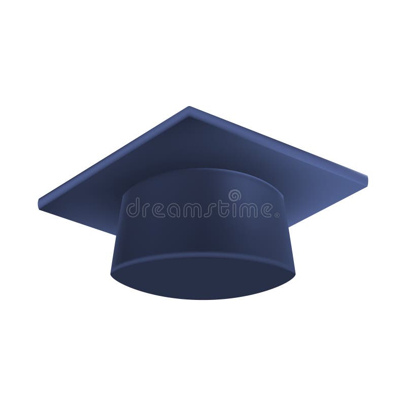 Realistic Blue Graduate Cap. 3D Graduation Doctoral Hat Stock ...