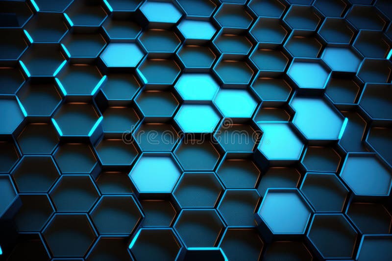 Realistic Blue Hexagon Pattern Background. Illustration AI Generative ...
