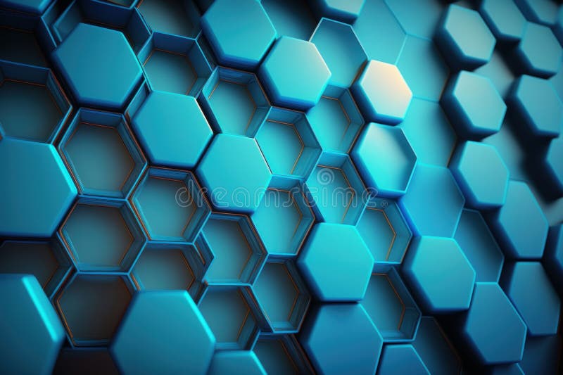 Realistic Blue Hexagon Pattern Background. Illustration AI Generative ...