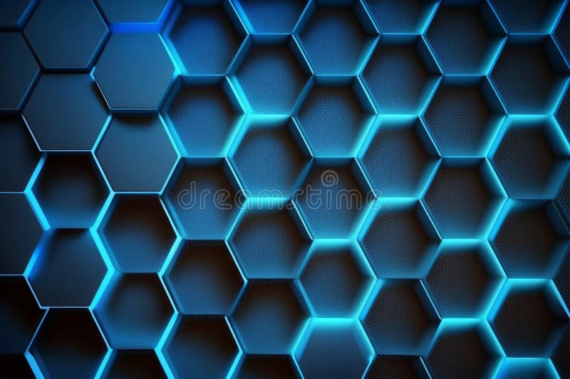 Realistic Blue Hexagon Pattern Background. Illustration AI Generative ...