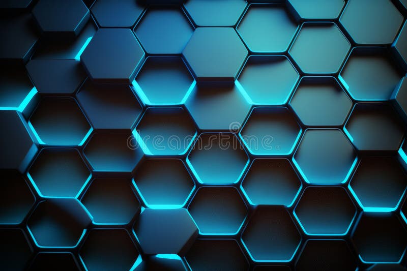 Realistic Blue Hexagon Pattern Background. Illustration AI Generative ...