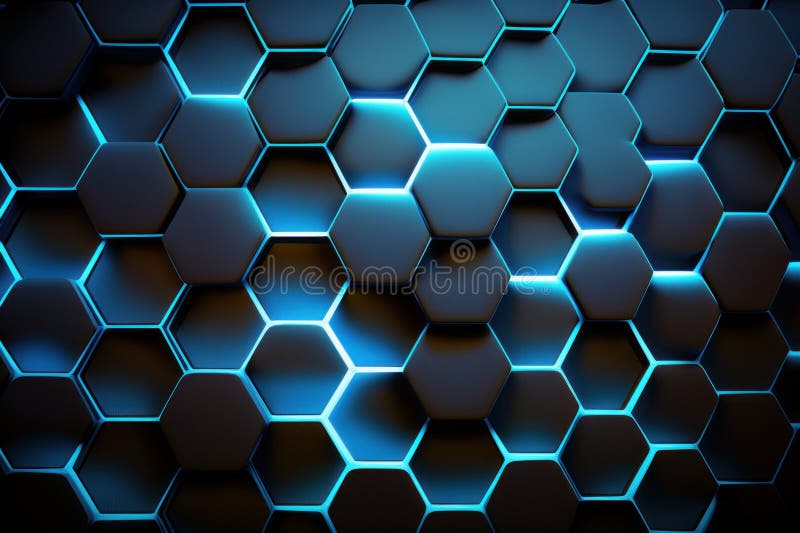 Realistic Blue Hexagon Pattern Background. Illustration AI Generative ...