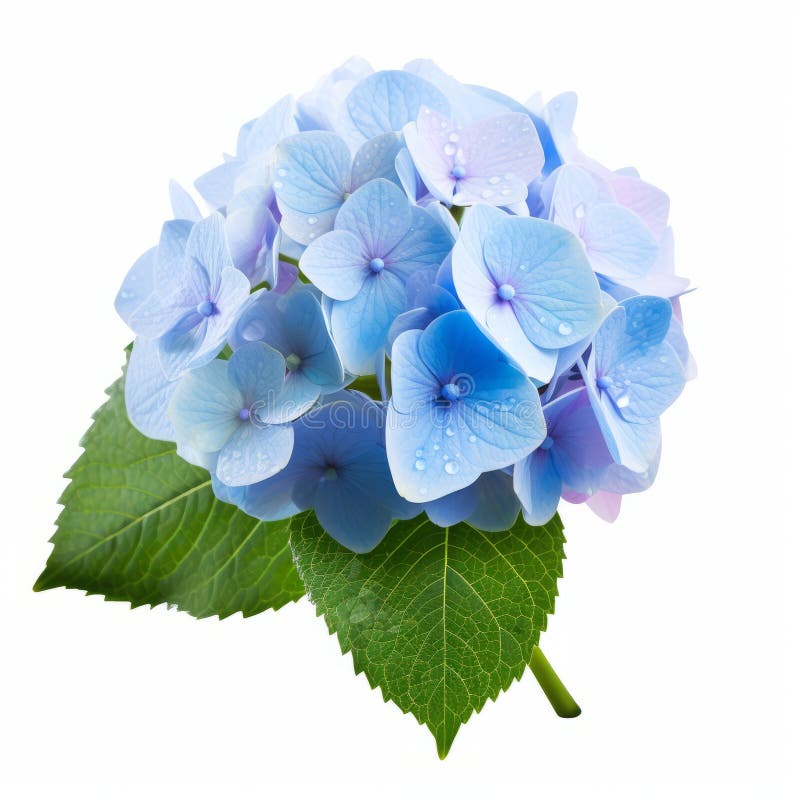 Realistic Blue Hydrangea Flower on White Background Stock Illustration ...