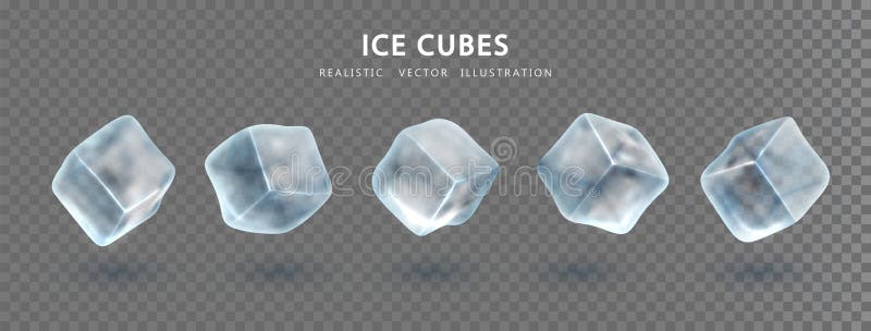 Realistic Blue Ice Cubes on Dark Transparent Background. Vector 3d ...