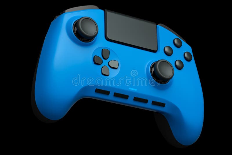 Realistic Blue Video Game Controller on White Background Stock ...
