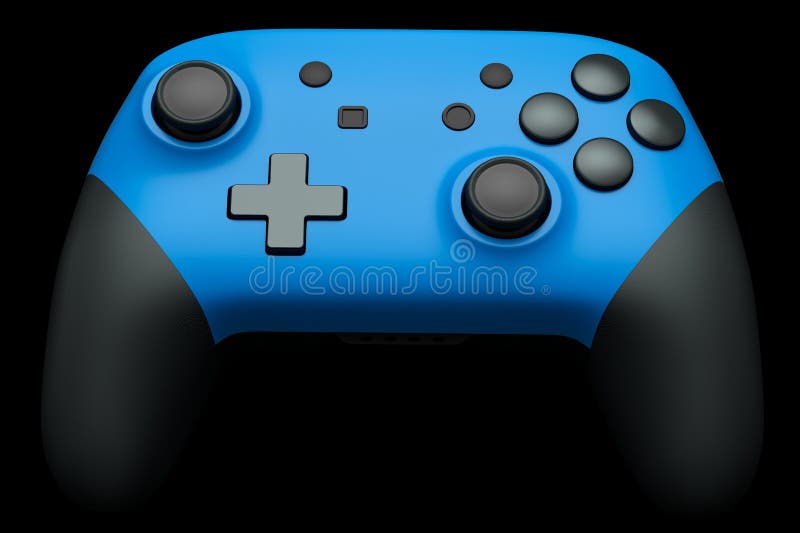 Realistic Blue Joystick for Video Game Controller on Black Background ...