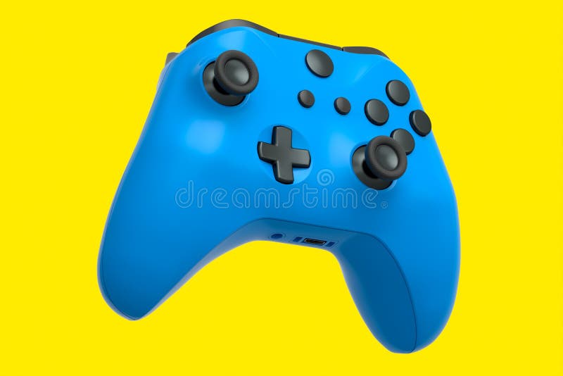 Realistic Blue Video Game Controller on White Background Stock ...