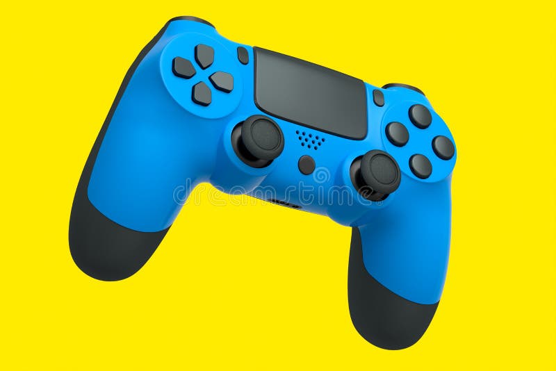 Realistic Blue Joystick for Video Game Controller on Yellow Background ...