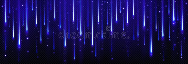 Realistic Blue Light Effect of Meteor Rain in Sky Stock Vector ...
