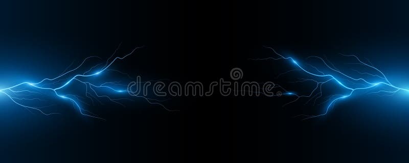 Realistic Blue Lightning Effect Isolated on Black Background. Thunderbolt with Light Effect ...