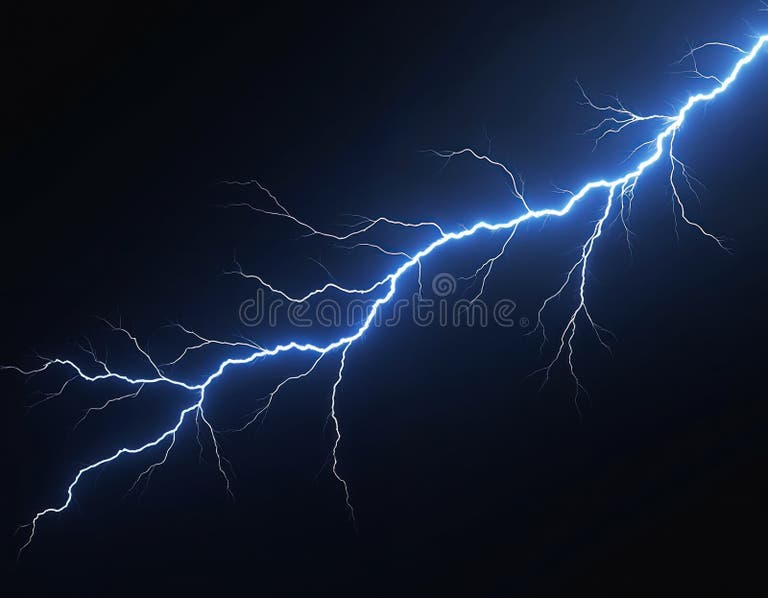 Realistic Blue Lightning Isolated on Black Background. Natural Light ...