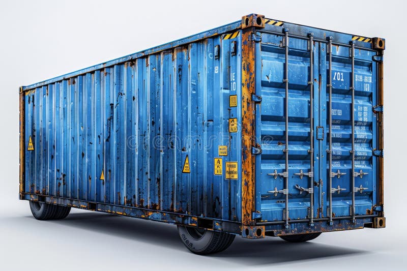 Realistic Blue Metal Cargo Container for Sea Transportation and ...