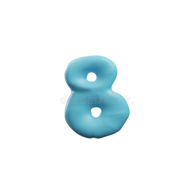 Realistic Blue Plasticine Number Eight, Vector 3D Numeric Symbol 8 from ...