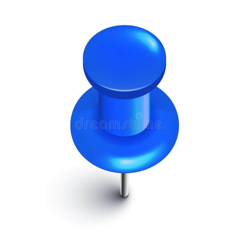 Realistic Blue Push Pin. Board Tack Isolated on White Background ... Realistic Blue Push Pin. Board Tack Isolated on White Background ...