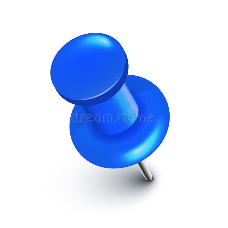 Realistic Blue Push Pin. Board Tack Isolated on White Background ...