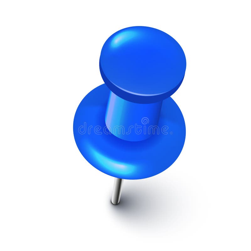 Realistic Blue Push Pin. Board Tack Isolated on White Background ...