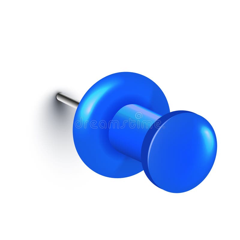 Realistic Blue Push Pin. Board Tack Isolated on White Background ... Realistic Blue Push Pin. Board Tack Isolated on White Background ...