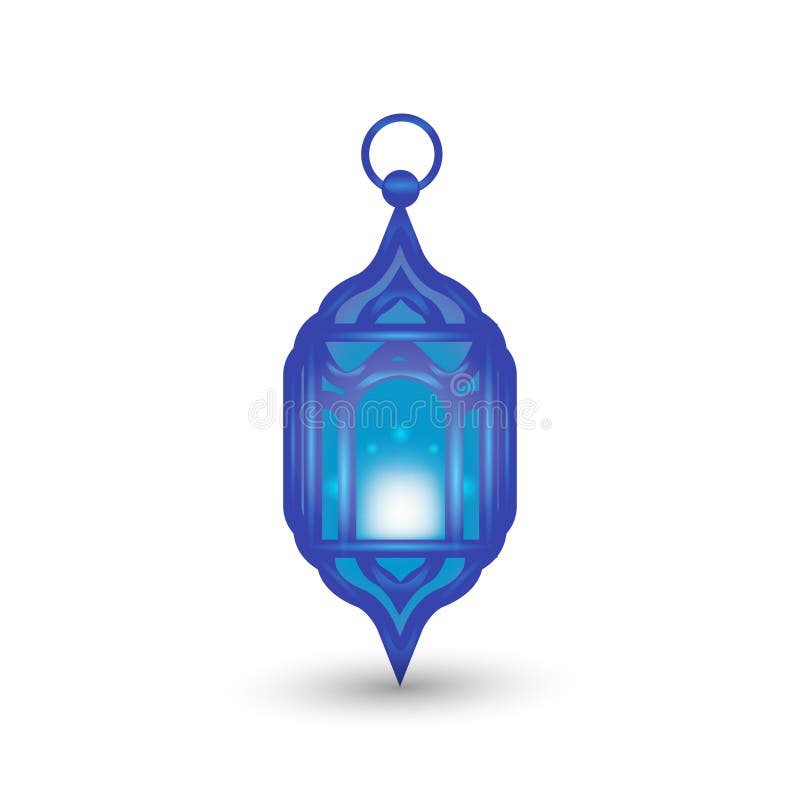 Blue Ramadan Kareem Celebration Greeting Card. Hanging Arabic Lamp ...