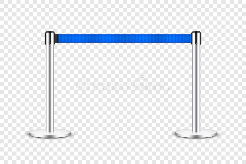 Realistic Blue Retractable Belt Stanchion. Crowd Control Barrier Posts ...