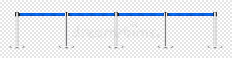 Realistic Blue Retractable Belt Stanchion. Crowd Control Barrier Posts ...