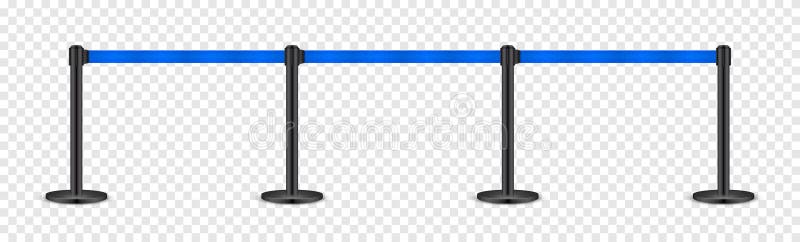 Realistic Blue Retractable Belt Stanchion. Crowd Control Barrier Posts ...