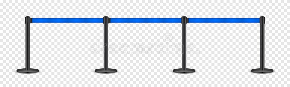 Realistic Blue Retractable Belt Stanchion. Crowd Control Barrier Posts ...