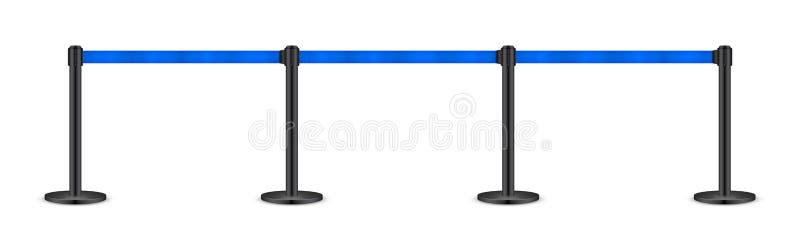 Realistic Blue Retractable Belt Stanchion. Crowd Control Barrier Posts ...