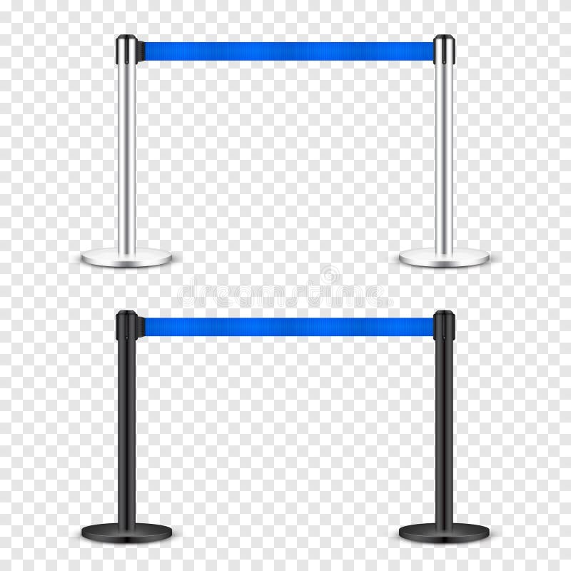 Realistic Blue Retractable Belt Stanchion. Crowd Control Barrier Posts ...