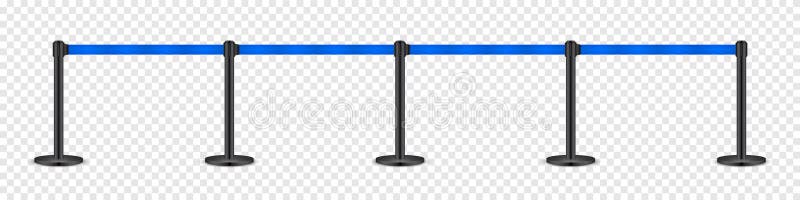 Realistic Blue Retractable Belt Stanchion. Crowd Control Barrier Posts ...