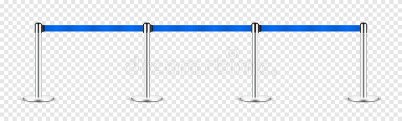 Realistic Blue Retractable Belt Stanchion. Crowd Control Barrier Posts ...
