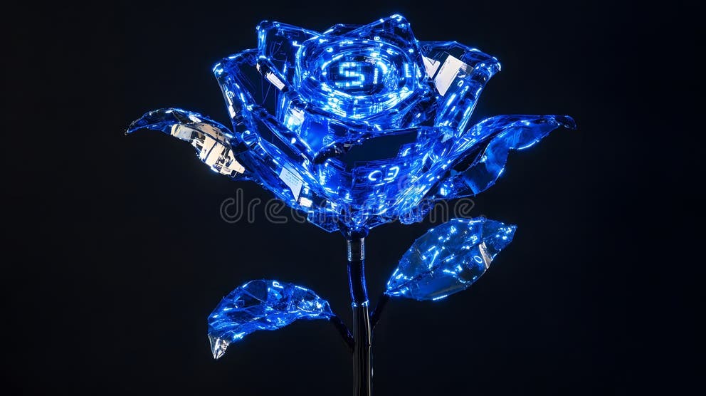 Realistic Blue Rose in Binary Light Stock Illustration - Illustration ...