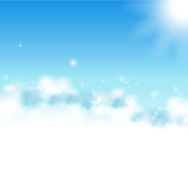 Realistic Blue Sky with Soft White Clouds and Sun Vivid Splash in ...