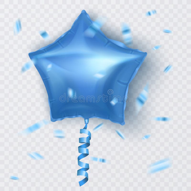 Realistic Blue Star Shape Balloon with Lace, Vector Illustration Stock ...