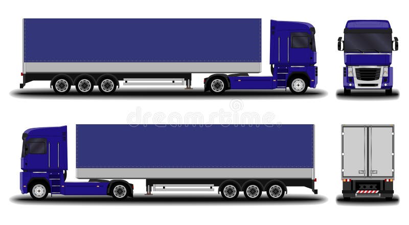 Realistic blue truck. stock illustration. Illustration of shipping ...