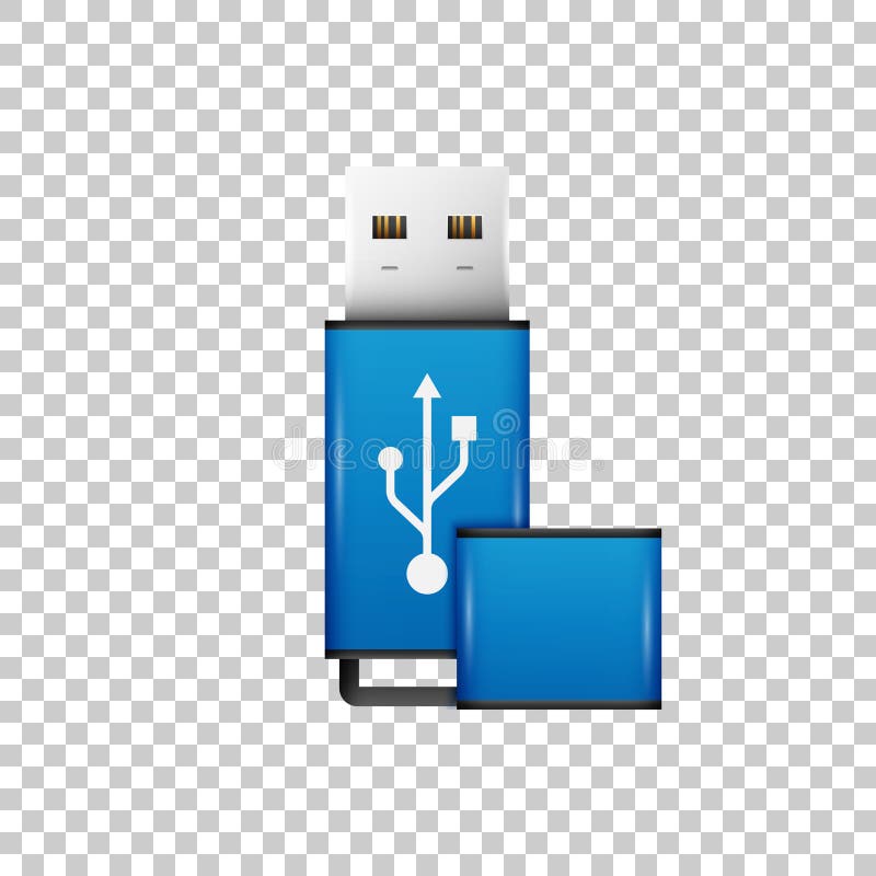 Realistic Blue USB Flash Drive Isolated Object on Transparent ...