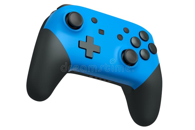 Realistic Blue Video Game Controller on White Background Stock ...
